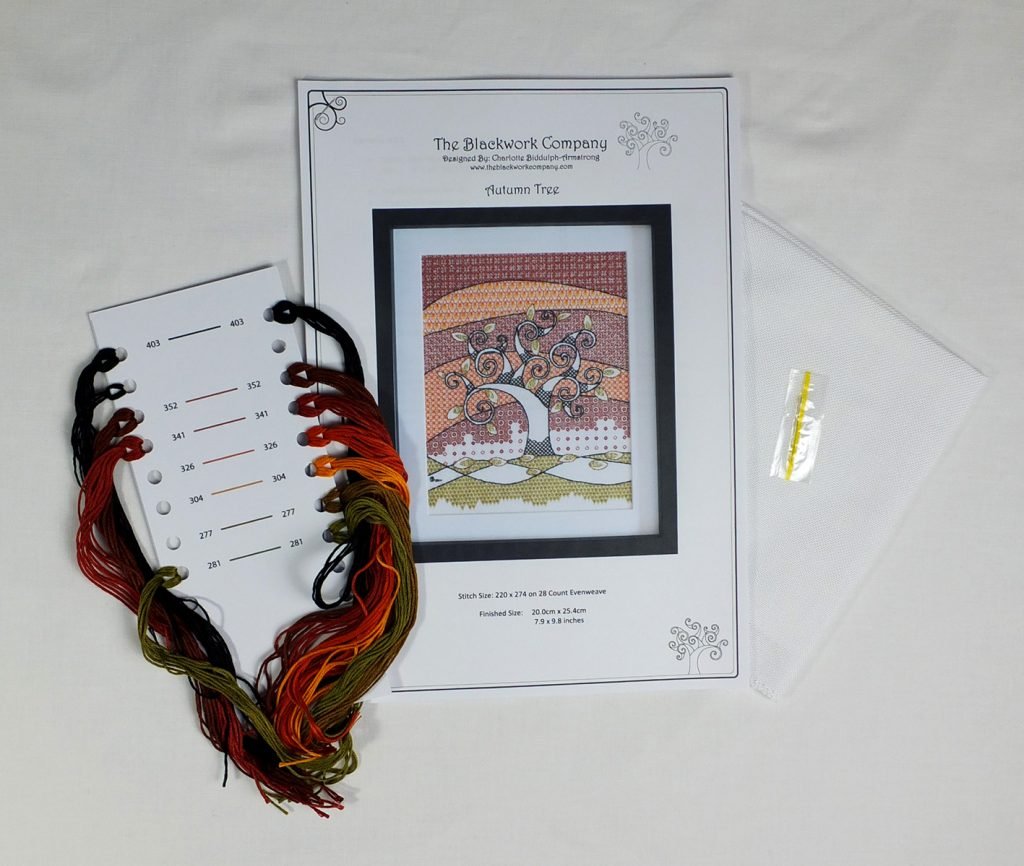 Autumn Tree Blackwork Kit or Pattern