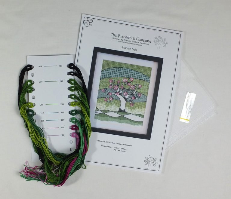 Spring Tree Blackwork Kit or Pattern