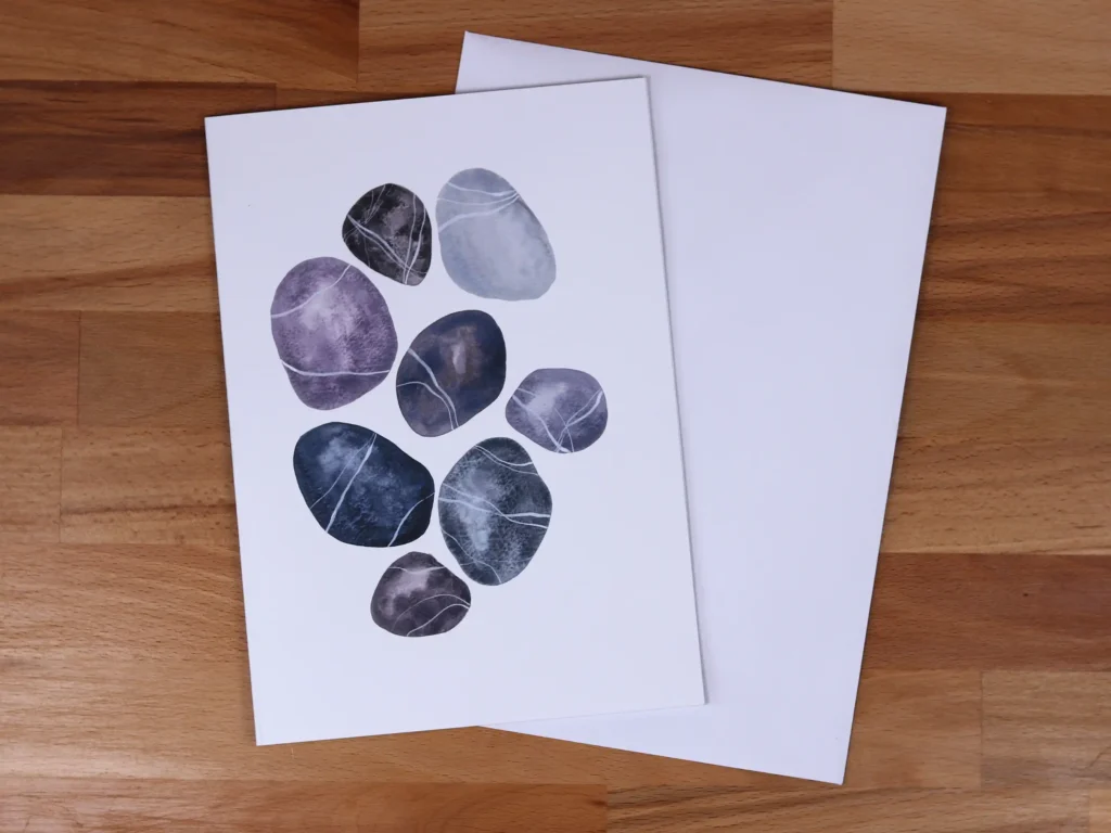 Greetings Card Stone Pebbles - A5 with White Envelope